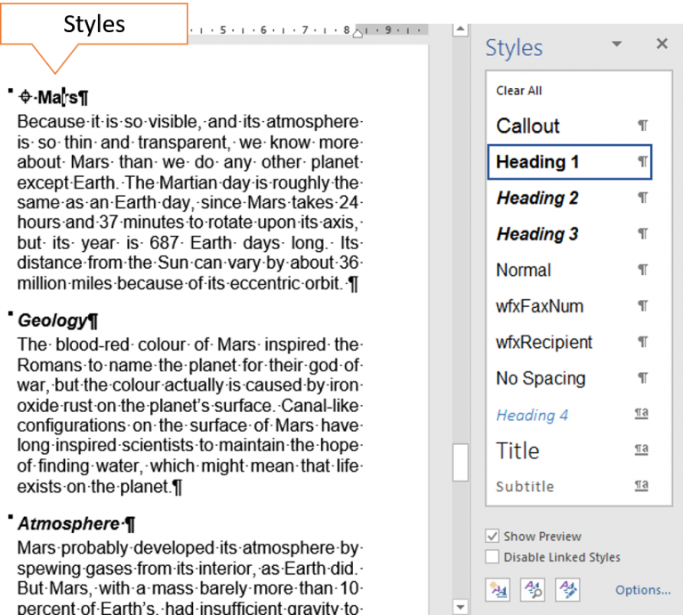 Microsoft Word Advanced Course. Learn Styles and Table of Contents